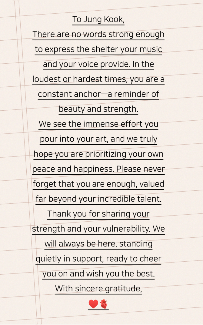 BTS Weverse Fan Letter