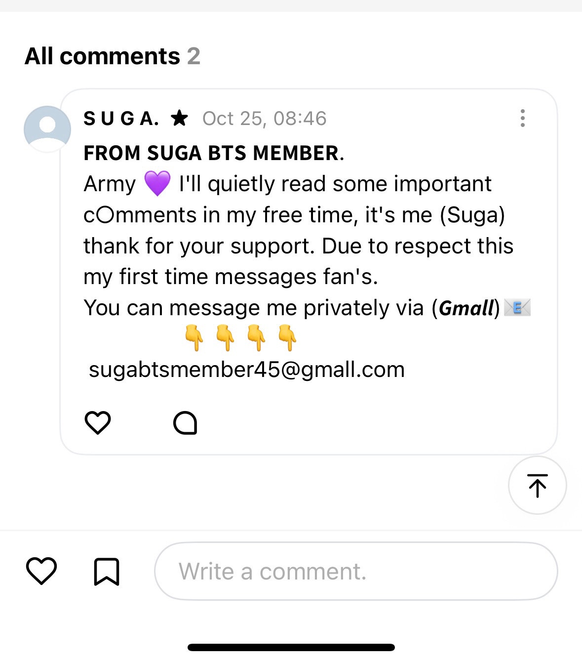 BTS Community Post - Armies, please don’t fall for such messages! 💜 ...