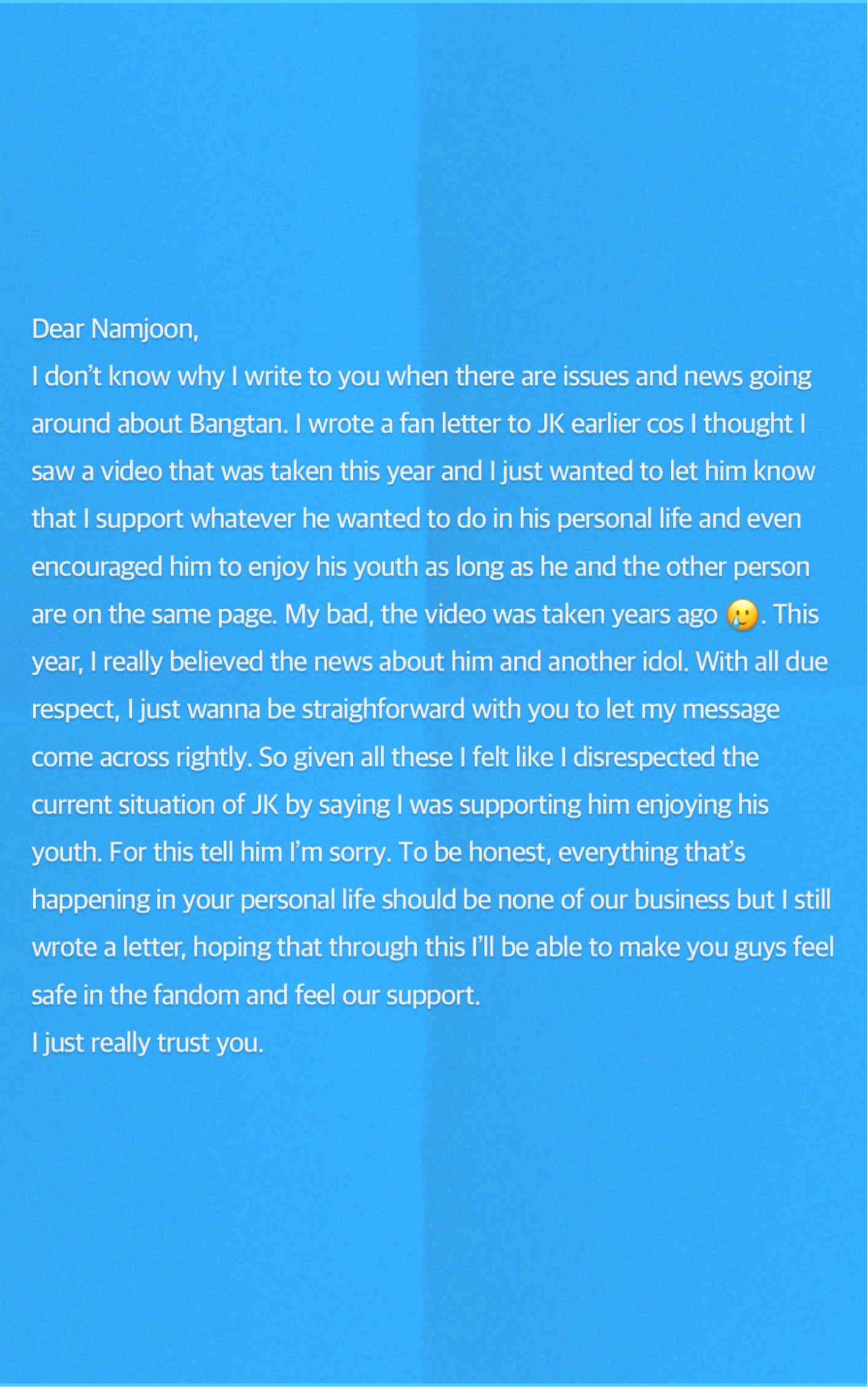 BTS Weverse Fan Letter