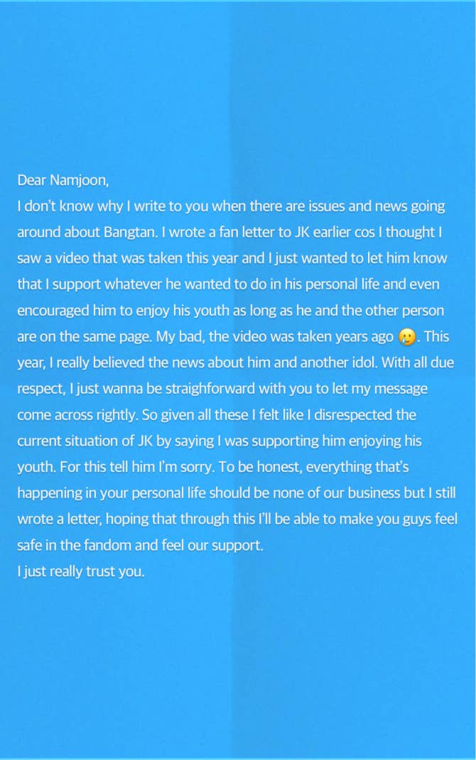 BTS Weverse Fan Letter