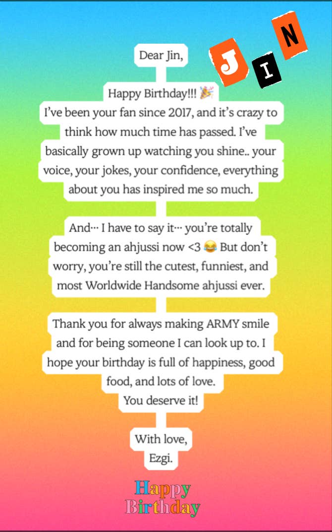 BTS Weverse Fan Letter
