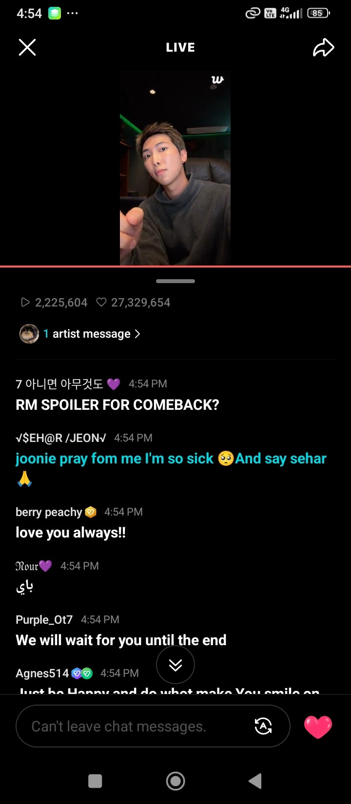 BTS Community Post - joonie live ended