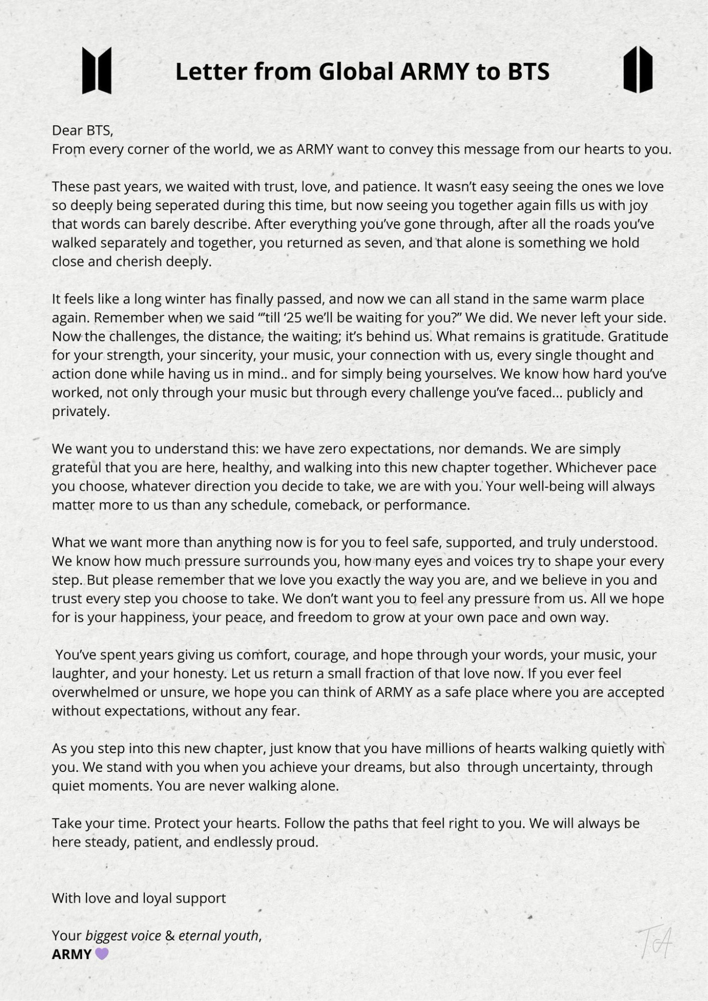 BTS Community Post - I will love you forever.💜💜💜