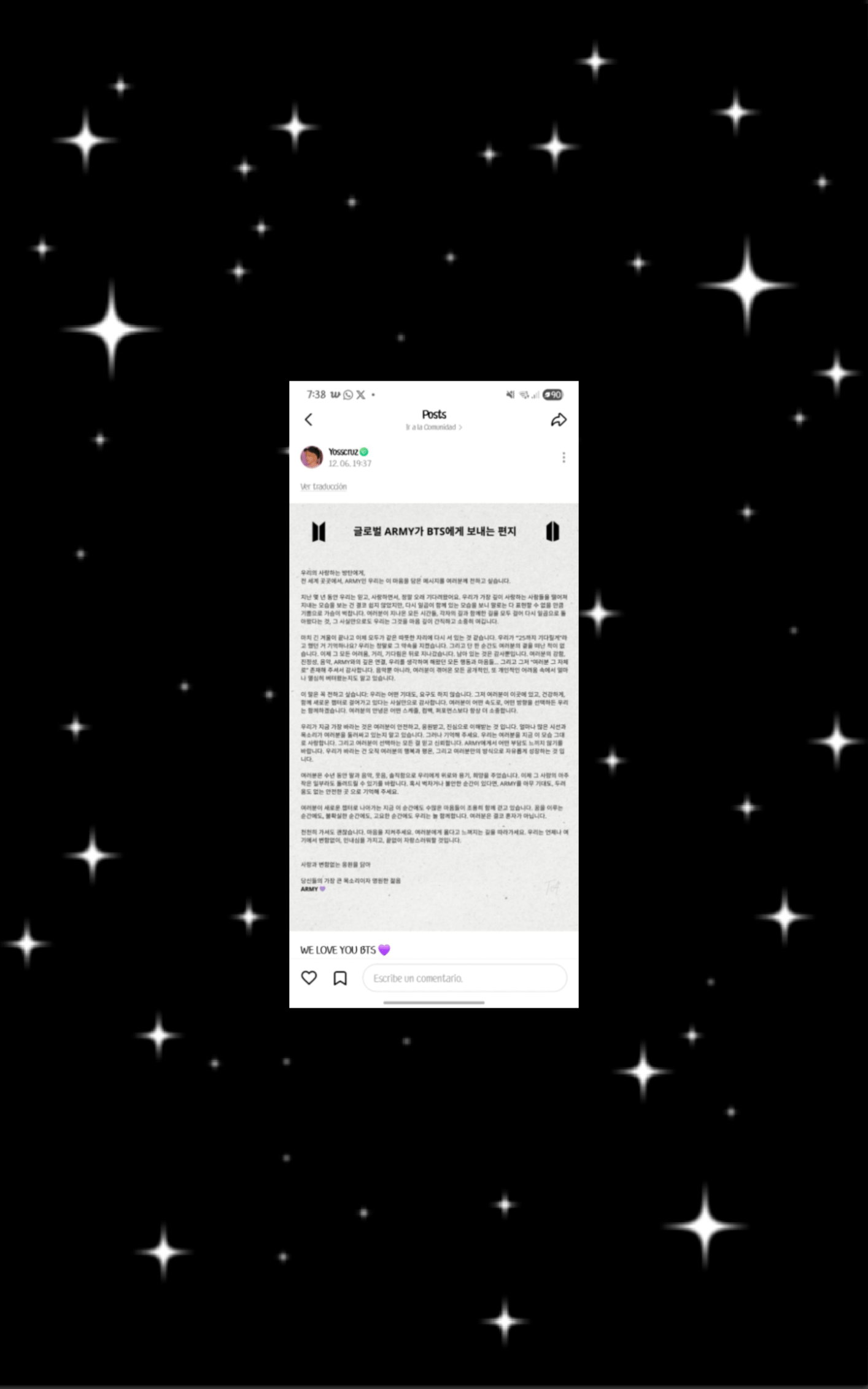 BTS Weverse Fan Letter