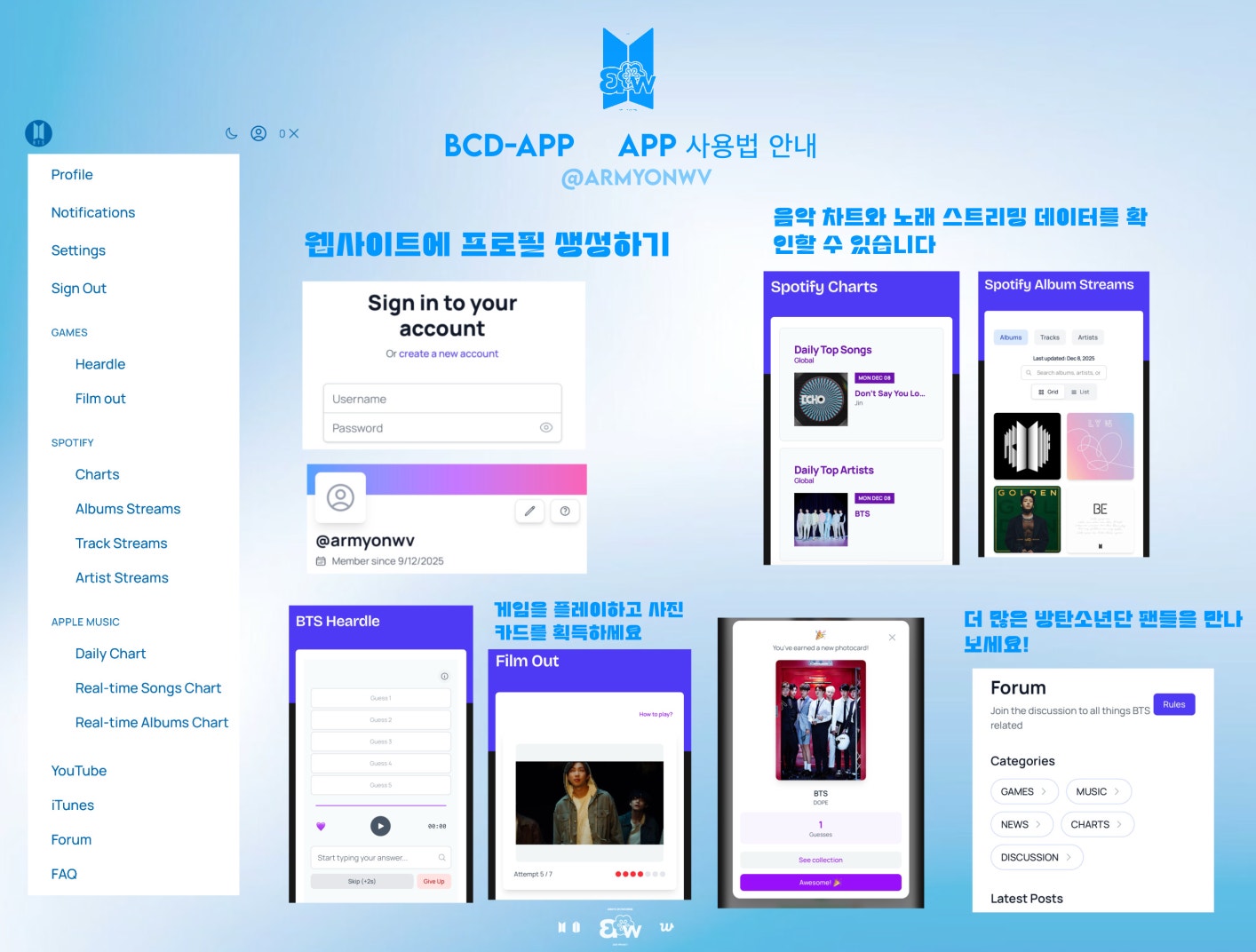 BTS Community Post - https://bcd-app.fly.dev/ APP 사용법 안내