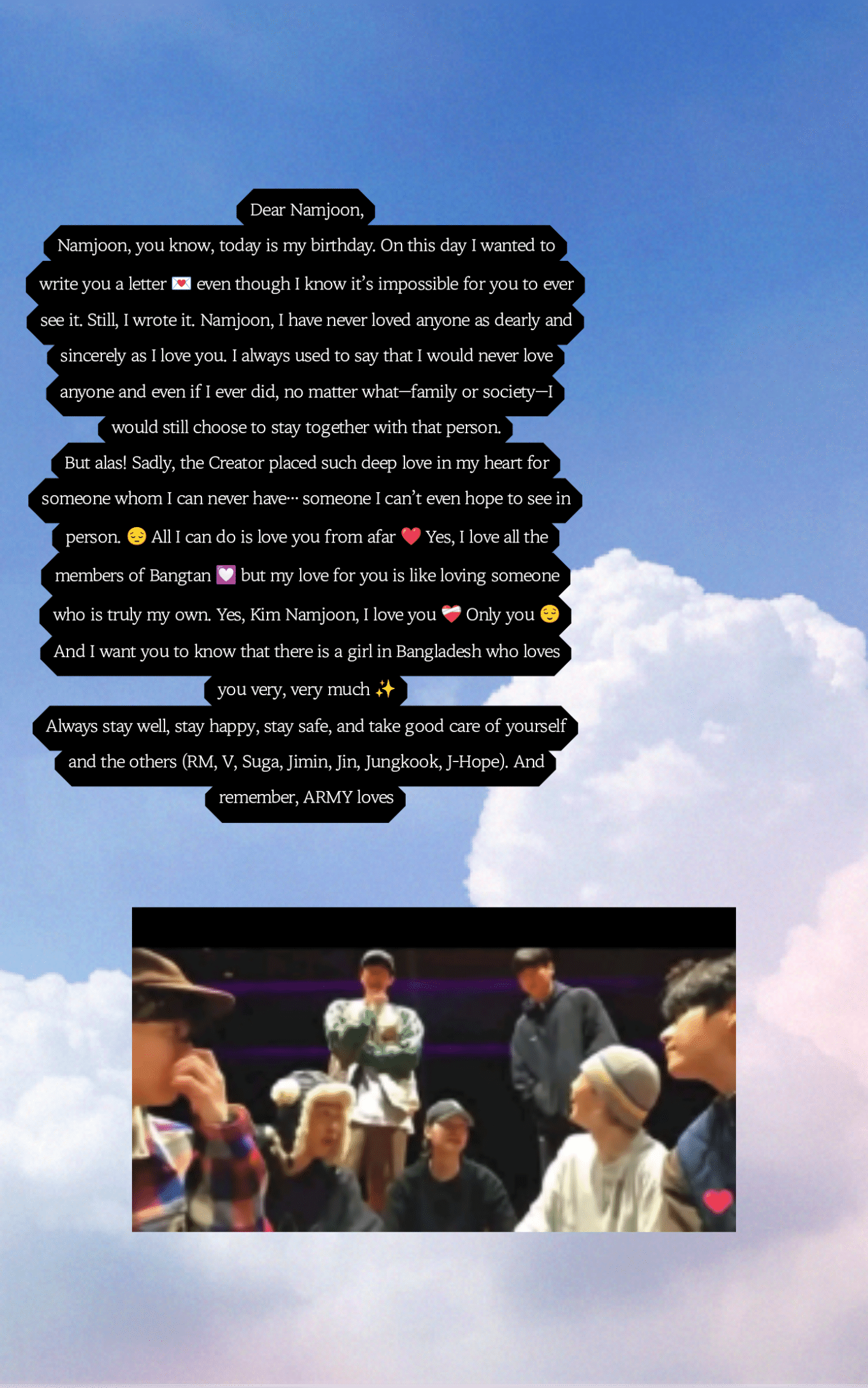 BTS Weverse Fan Letter