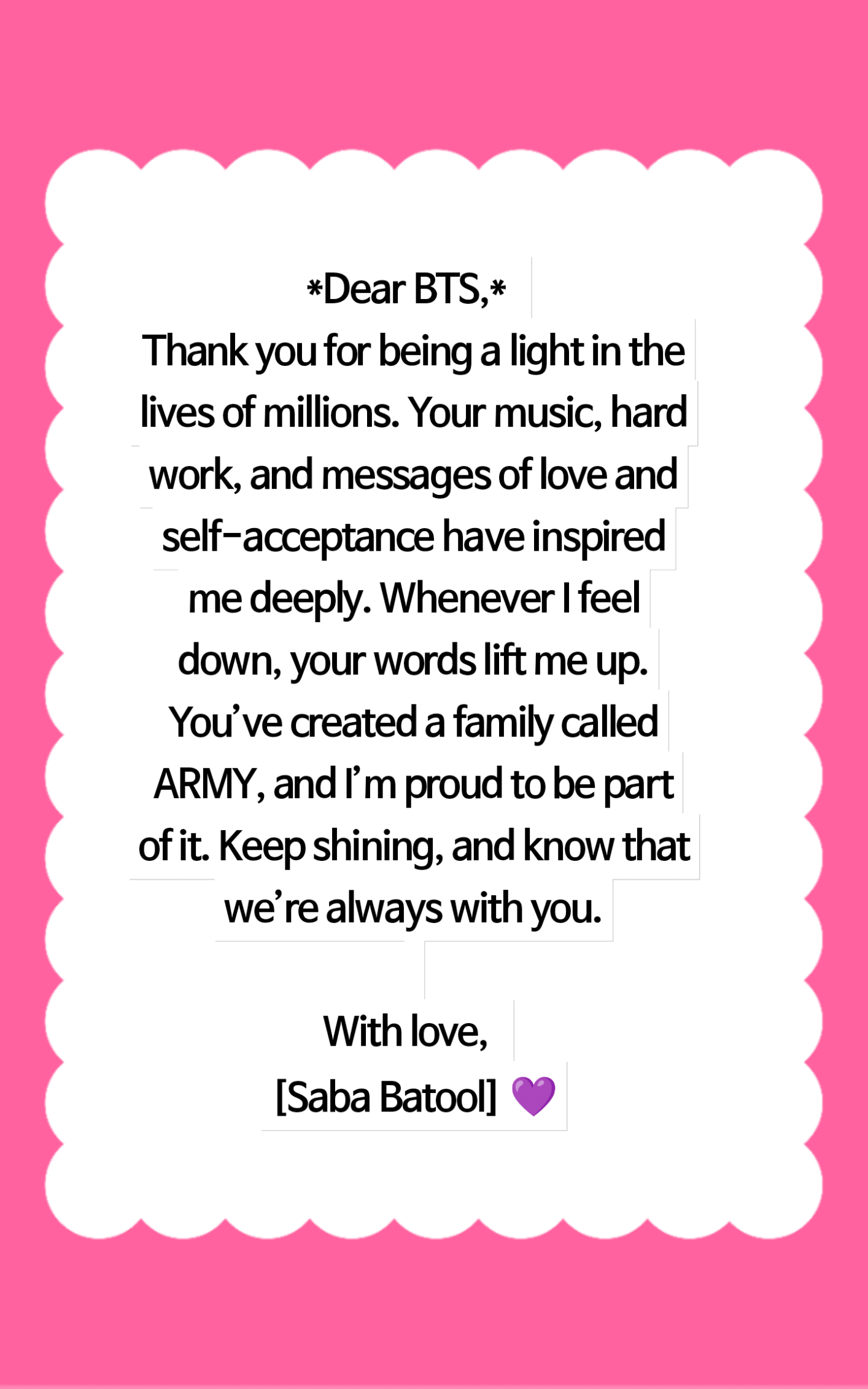 BTS Weverse Fan Letter